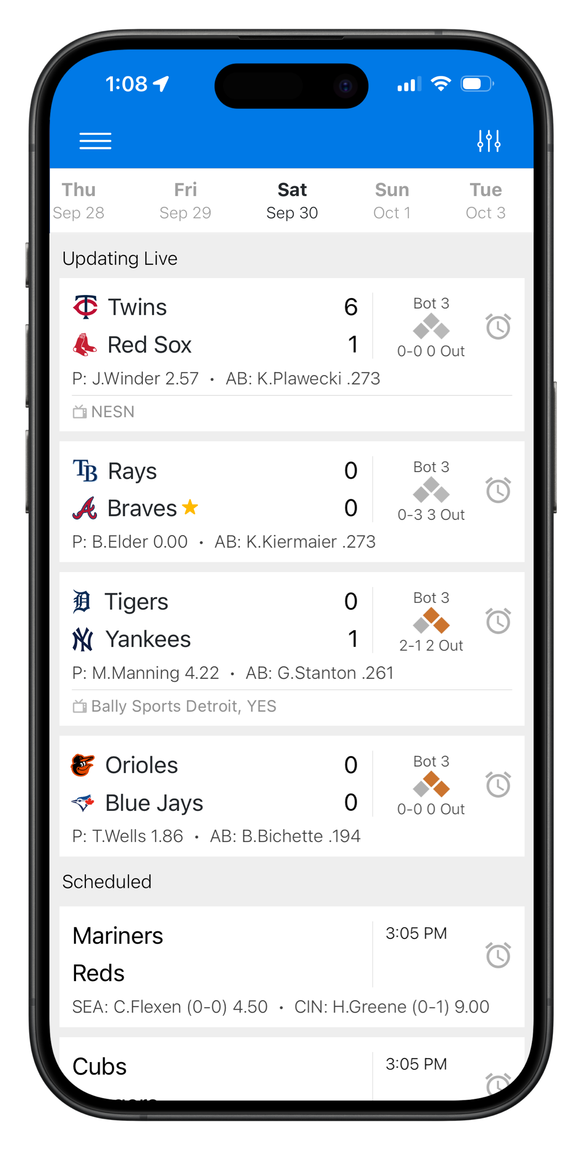 Mlb live scores store